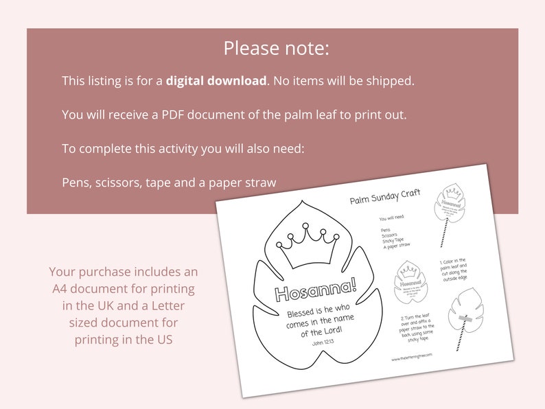 Printable Palm Sunday Craft | Holy Week Activity | Palm Sunday Activity ...