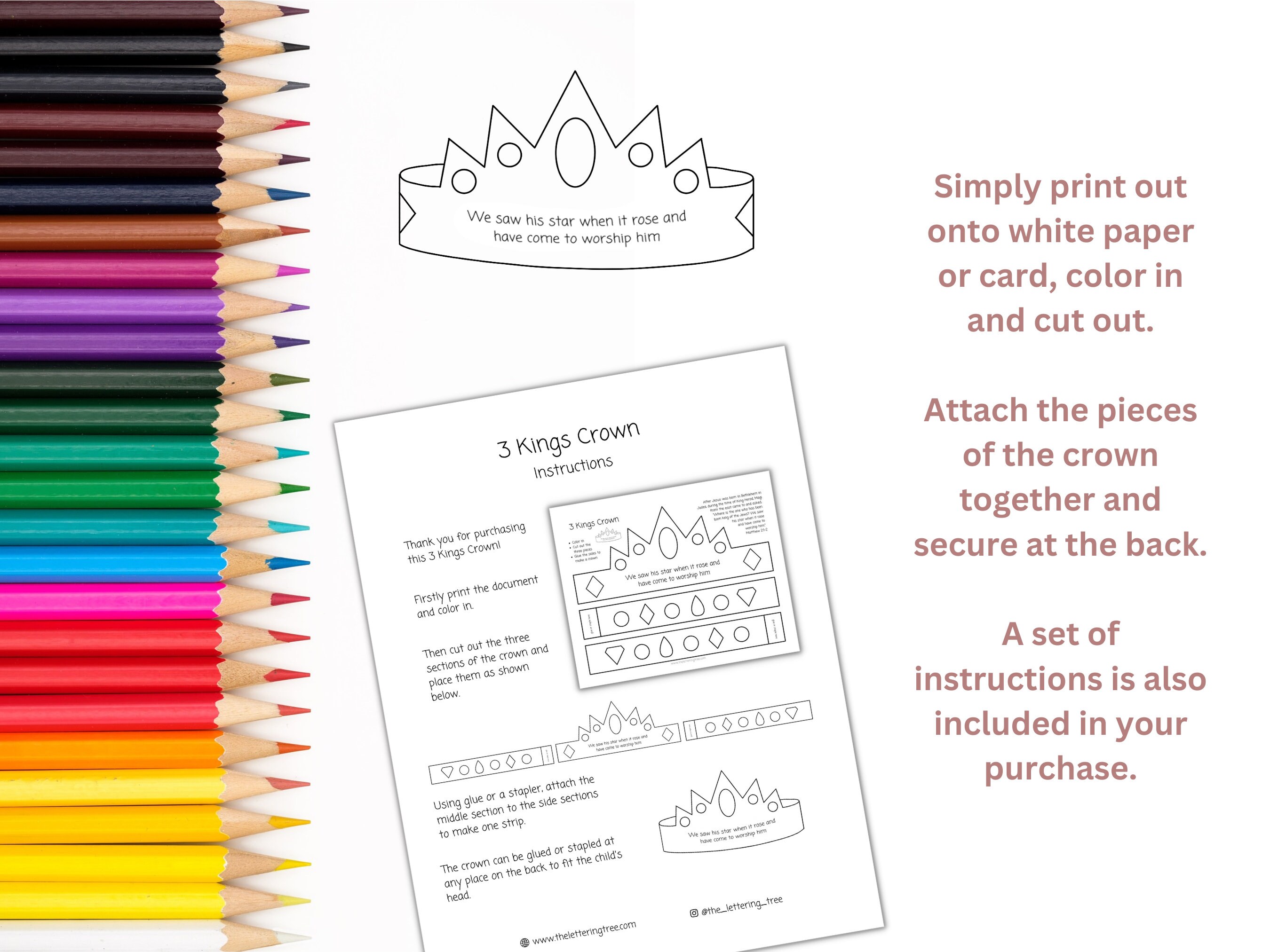 Printable 3 Kings Craft | Three Wise Men Coloring | Bible Verse ...