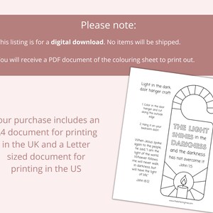 Printable Bible Verse Craft | Light in the Dark Door Hanger | Sunday ...