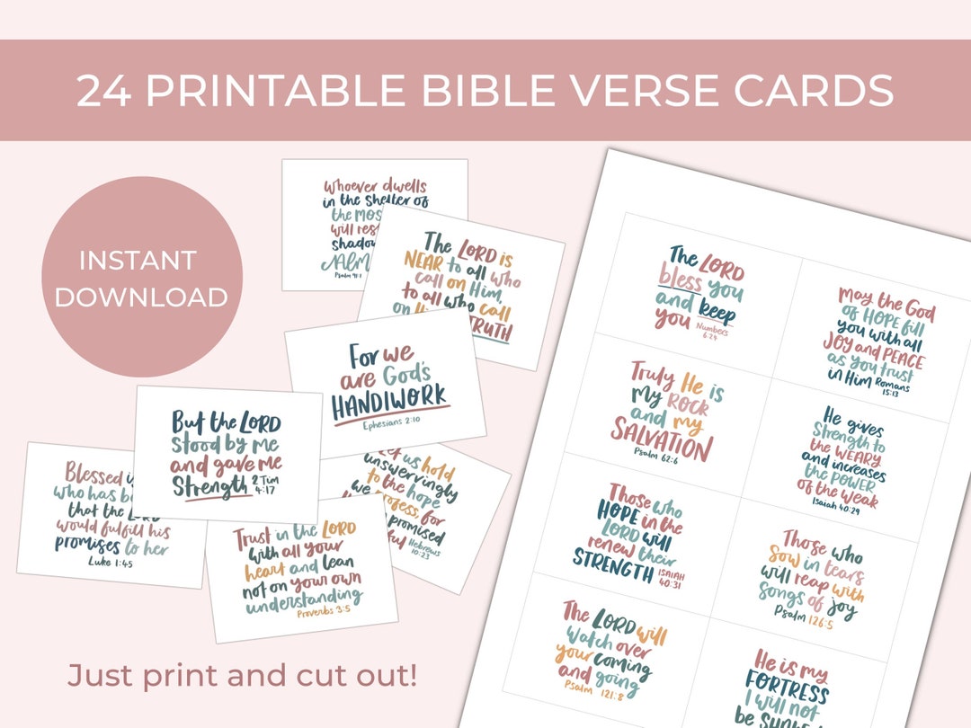24 Bible Verse Cards | Printable Scripture Cards | Encouraging Bible ...