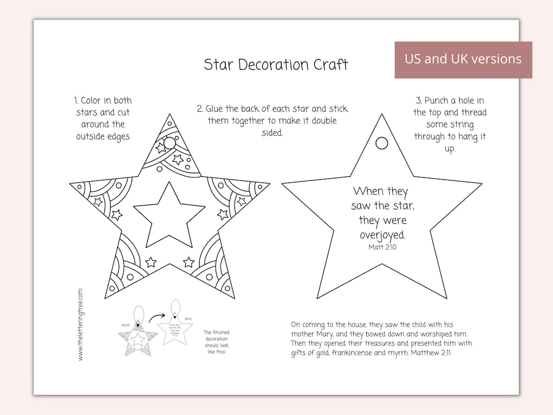 Printable Christmas Bible Craft | Star Decoration Coloring Craft ...