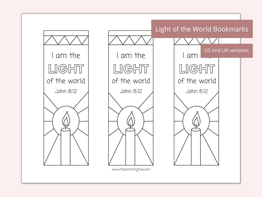 Printable Bible Verse Craft | Light of the World Bookmarks | Sunday ...