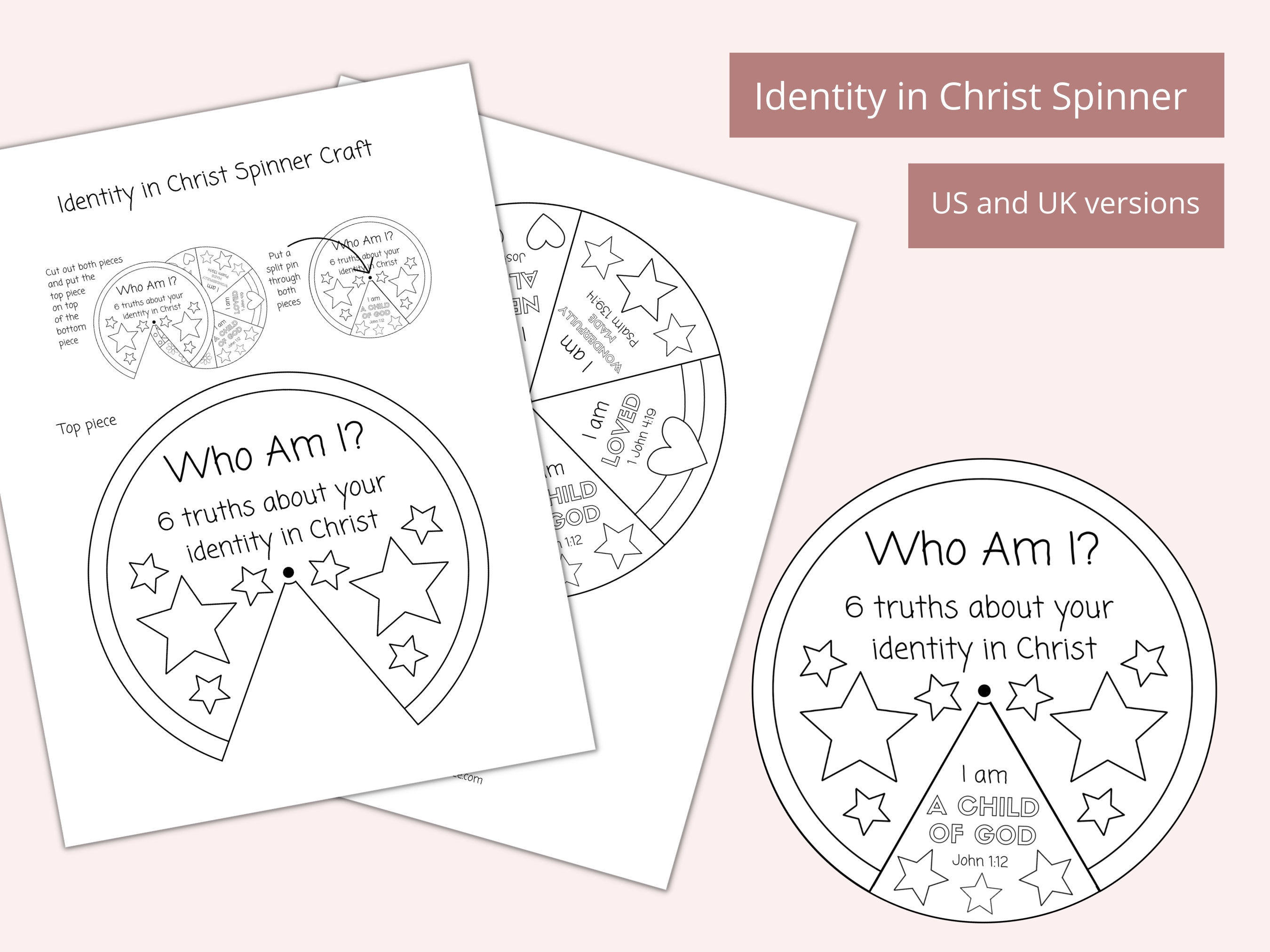 Printable Identity in Christ Spinner | Bible Verse Crafts for Kids ...
