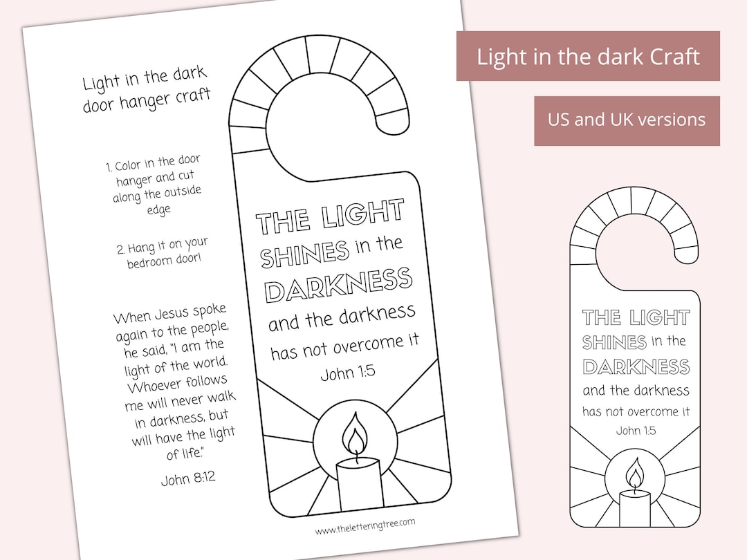 Printable Bible Verse Craft | Light in the Dark Door Hanger | Sunday ...
