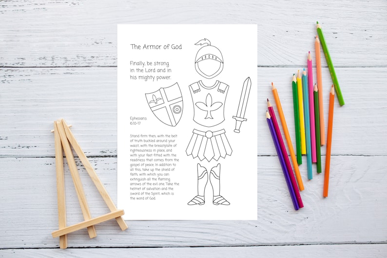 Printable Armor of God Coloring Page | Kids Bible Coloring | Sunday ...