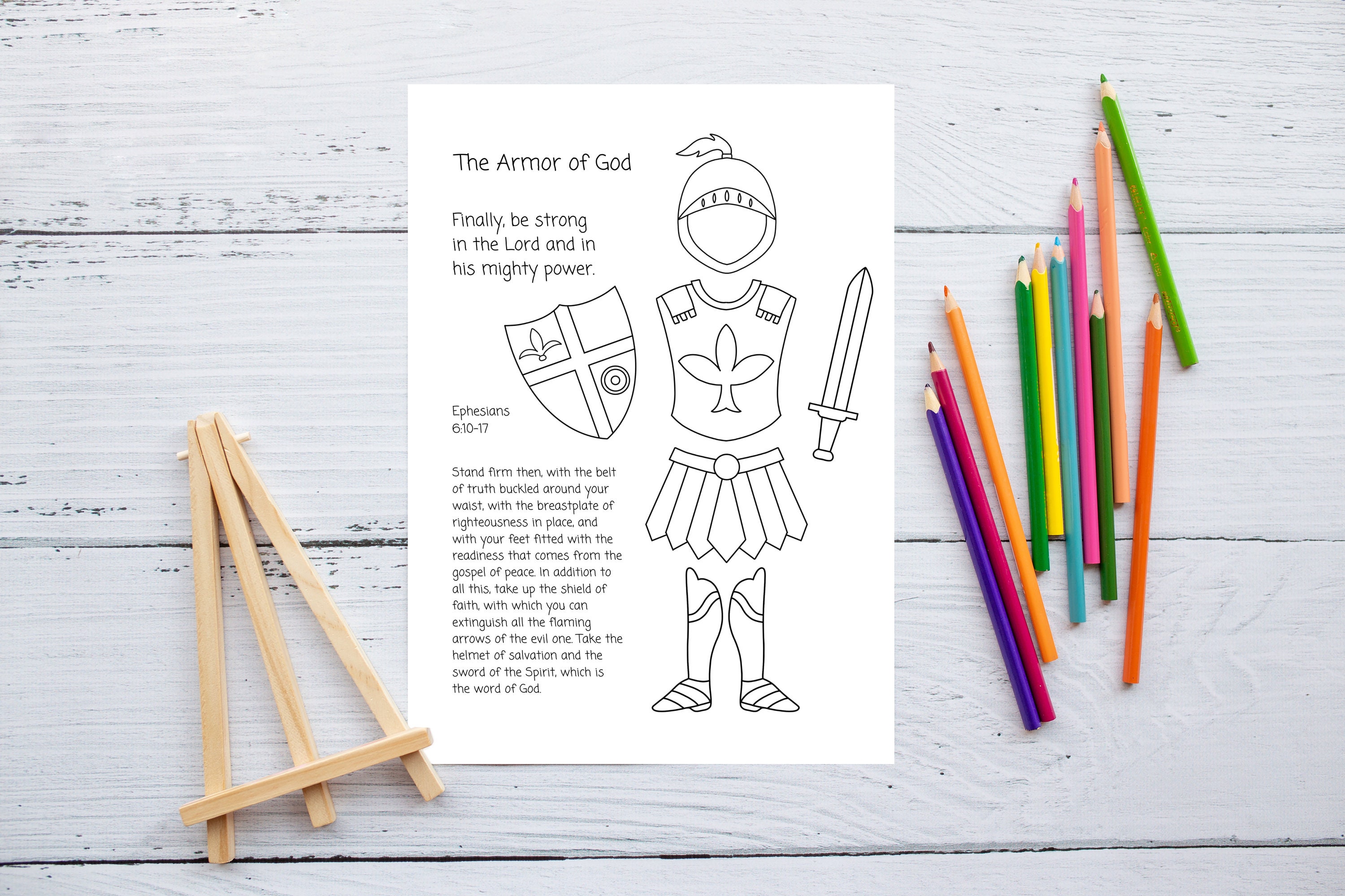 Printable Armor of God Coloring Page | Kids Bible Coloring | Sunday ...