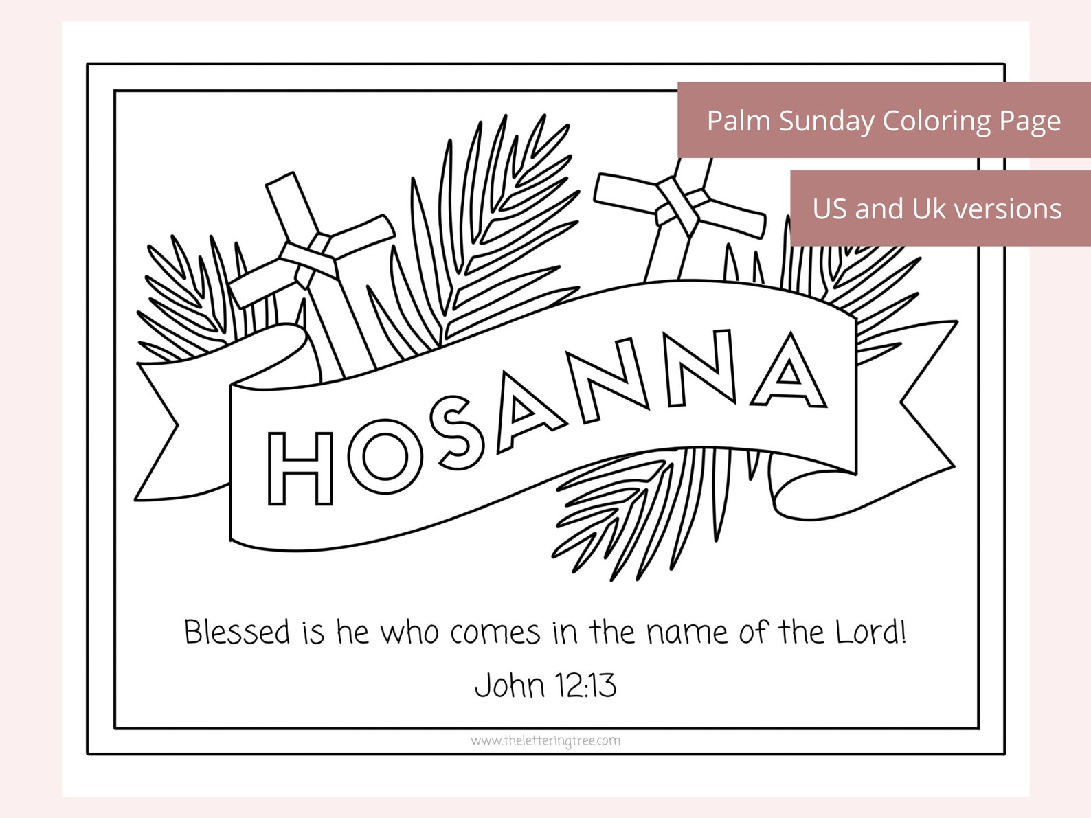 Palm Sunday Coloring Page | Bible Verse Coloring | Hosanna | Easter ...