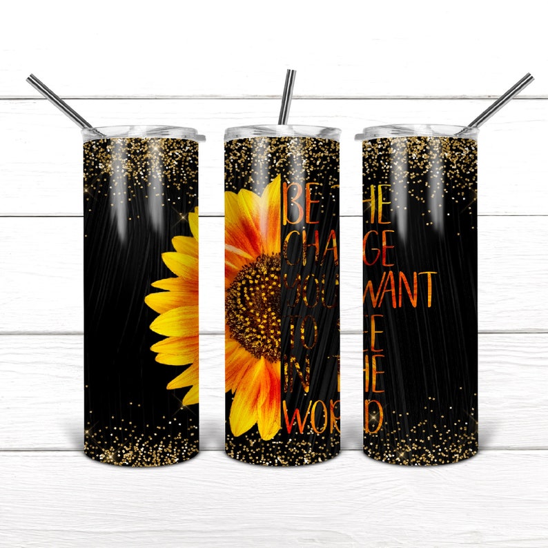 20 Oz Skinny Tumbler Sunflower Wrap Tapered Straight Template Etsy