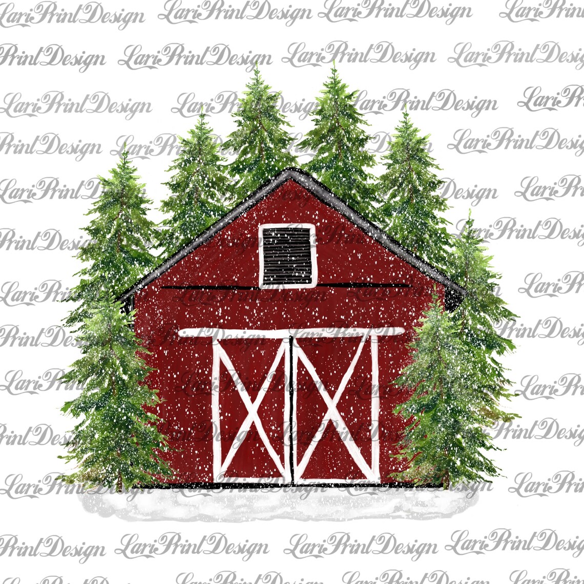 Winter Red Barn PNG Instant Download Sublimation Graphics | Etsy