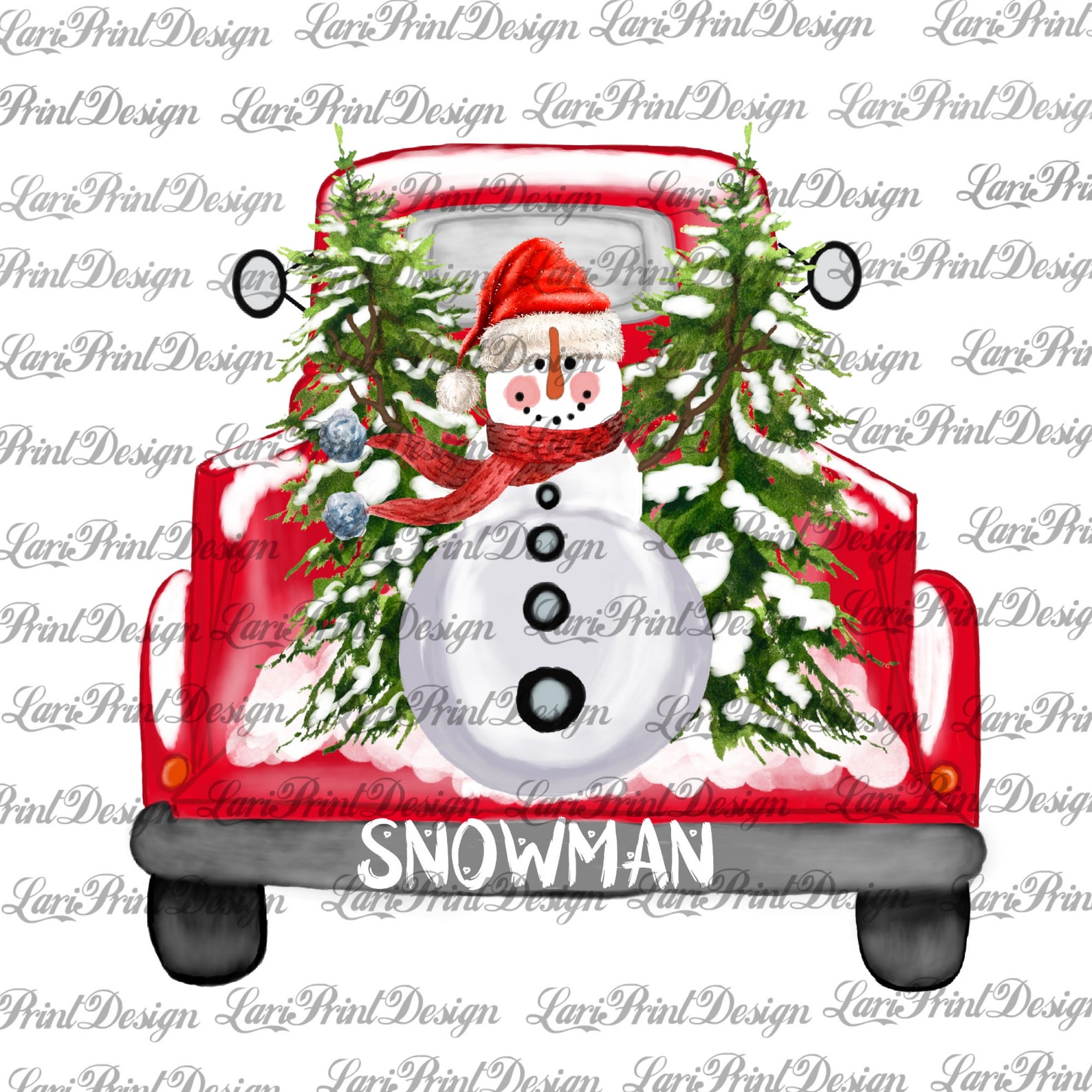 Snowman Truck Sublimation Design Instant Download Clipart - Etsy