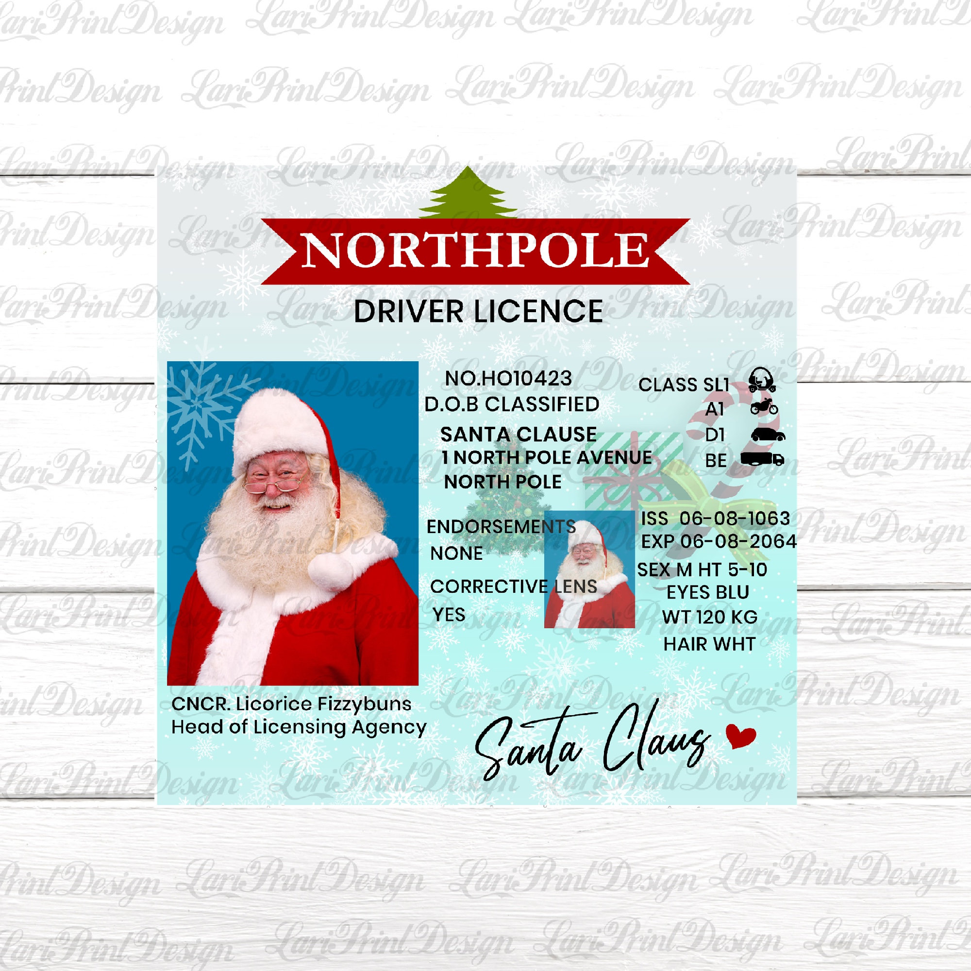 Santa Claus driver licence sublimation design sublimation | Etsy