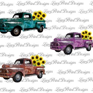 Old Vintage Truck Sunflower Bundle PNG Instant Download - Etsy