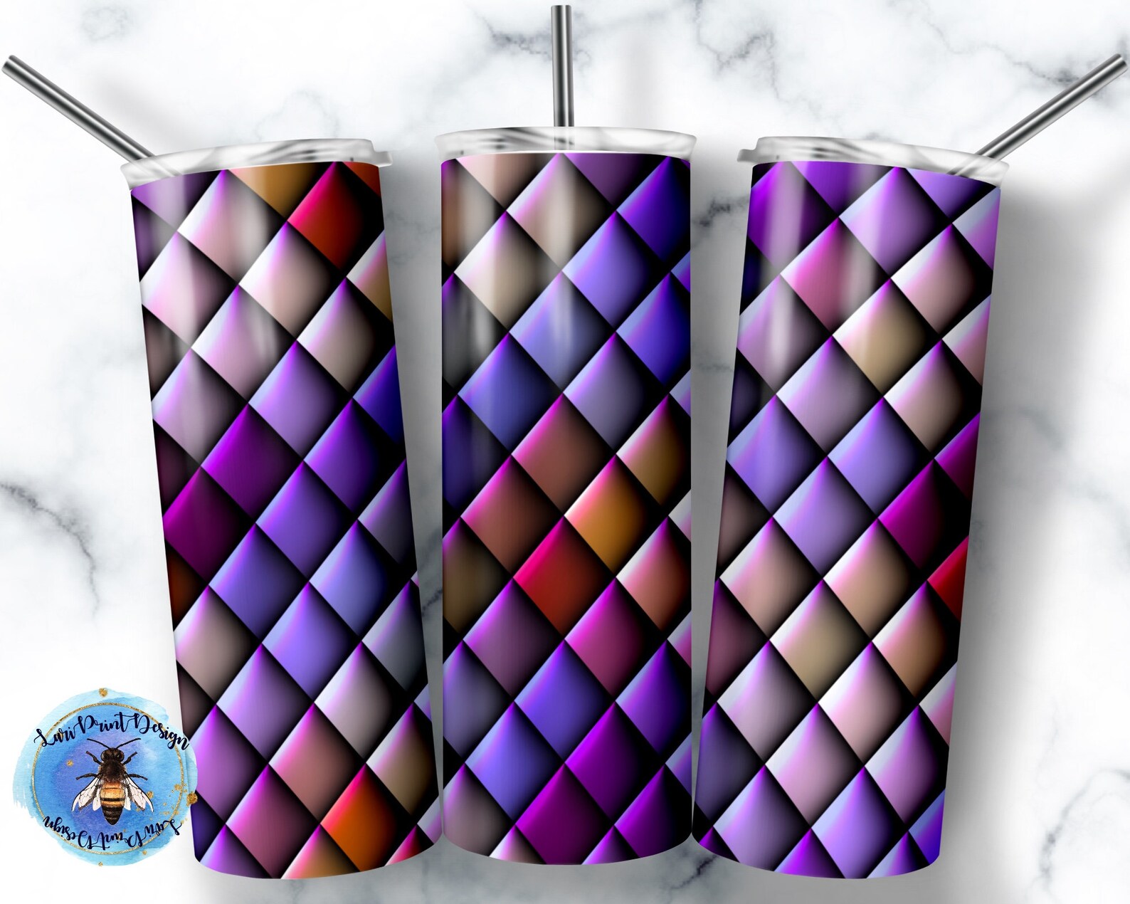 20 Oz Skinny Tumbler Geometric Pattern Wrap Tapered Straight Template ...