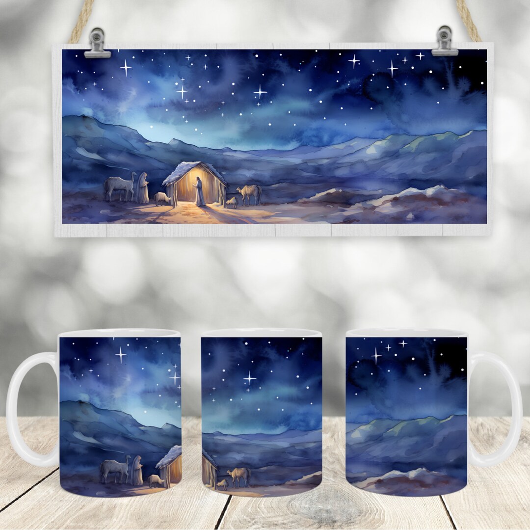 11 Oz & 15 Oz Nativity Scene Mug Wrap Template Digital Download ...