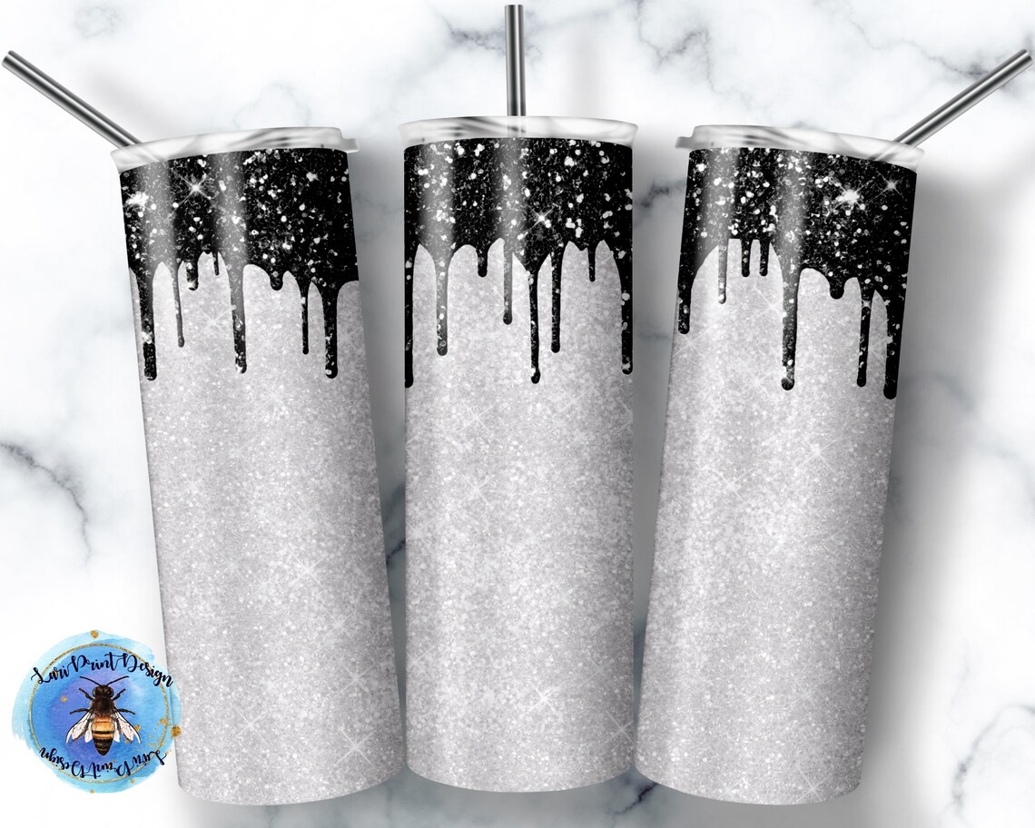 20 Oz Skinny Tumbler Black Drip Wrap Tapered Straight Template - Etsy