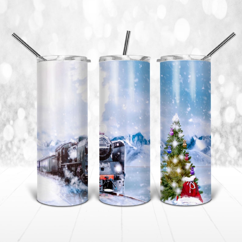 20 Oz Skinny Tumbler Polar Express Wrap Tapered Straight - Etsy