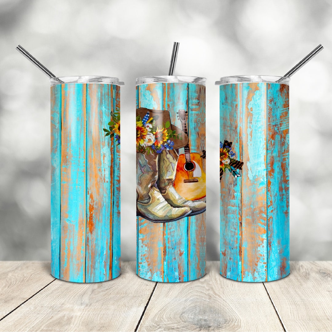 20 Oz Skinny Tumbler Rustic Wood Boots Wrap Tapered Straight - Etsy