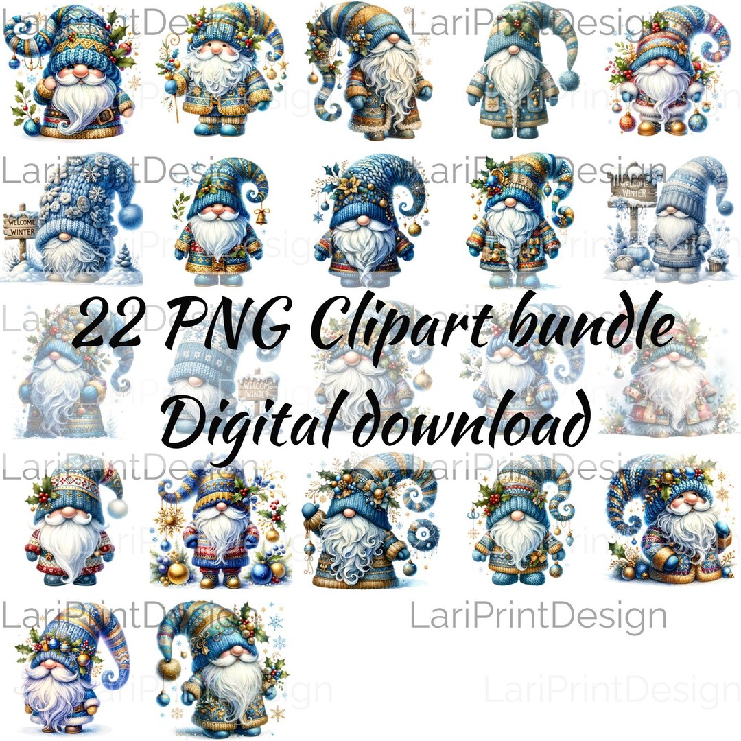 22 Png Clipart Bundle Winter Gnome Instant Download - Cheerful ...