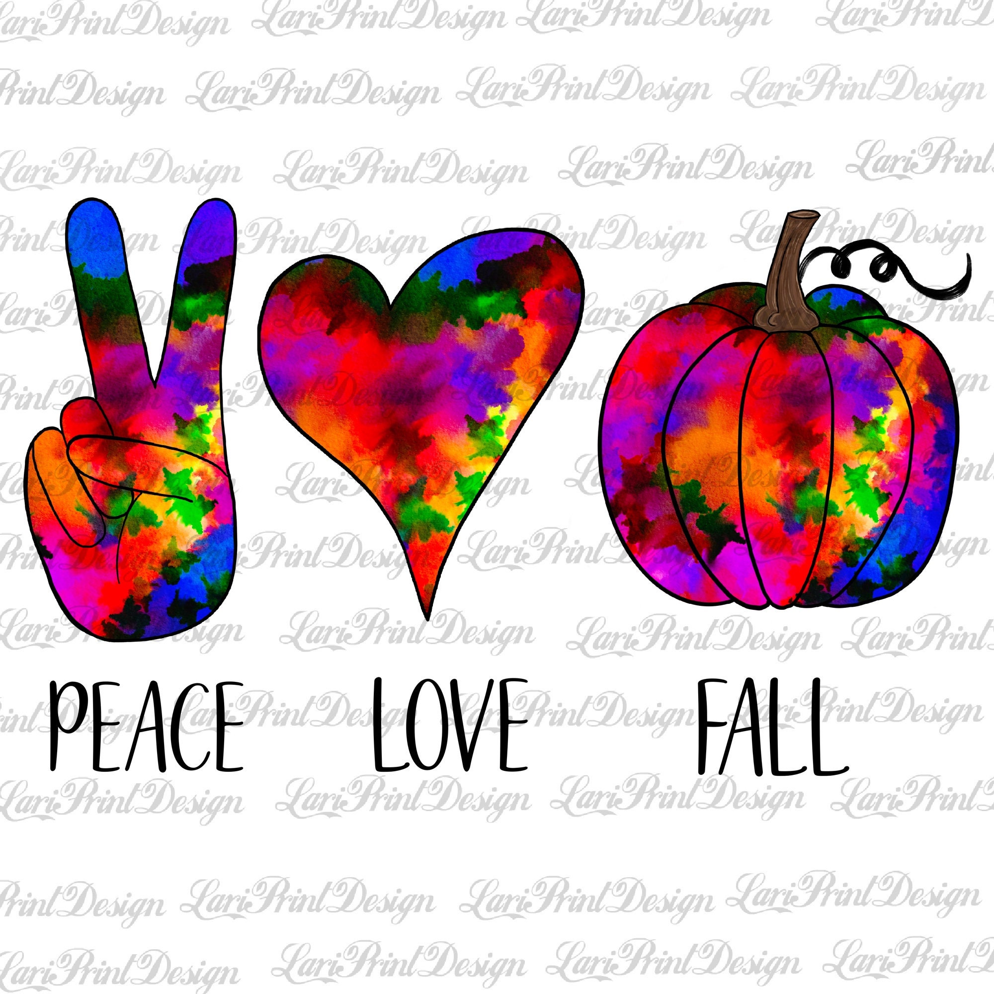 Peace Love Fall Digital Download Design, Clipart, Hand Draw, Watercolor ...