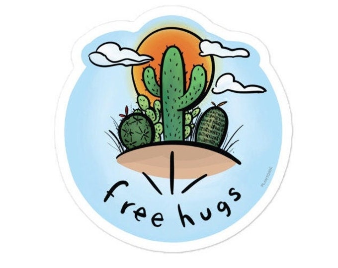 Free Hugs Cactus Stickers, Cute Plant Stickers for Hydroflask Water ...