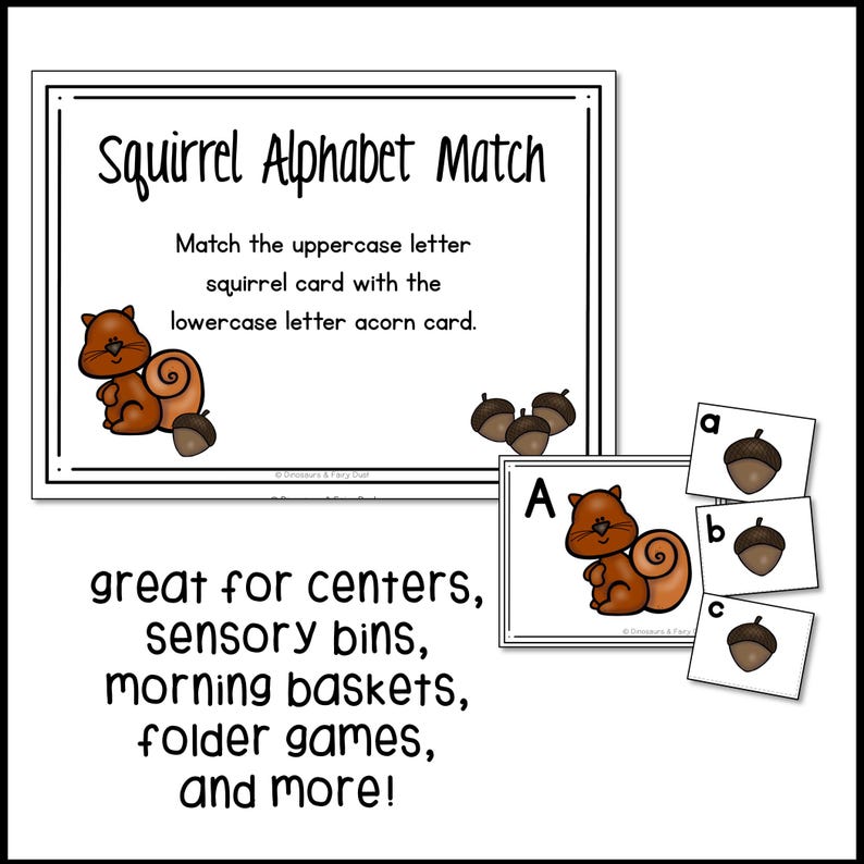 Squirrel Alphabet Match Activity Cards - Etsy