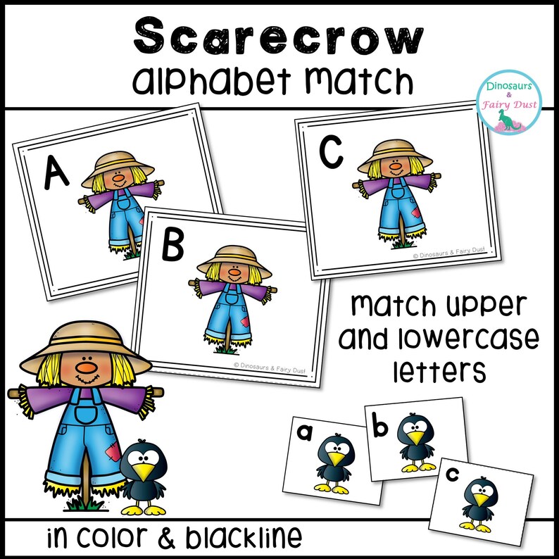 Scarecrow Alphabet Match Activity Cards - Etsy