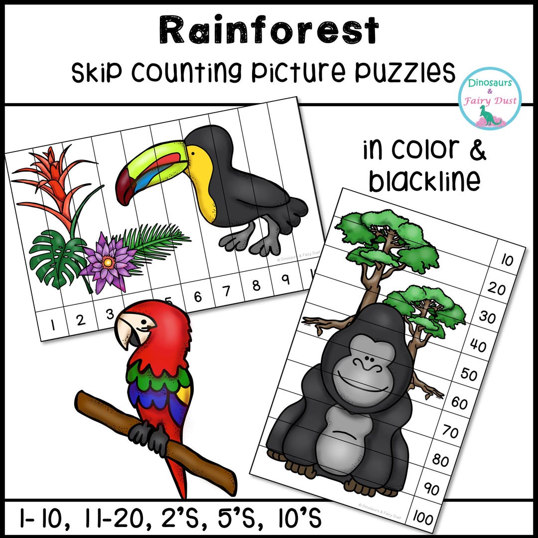 Rainforest Skip Counting Picture Puzzles - Etsy