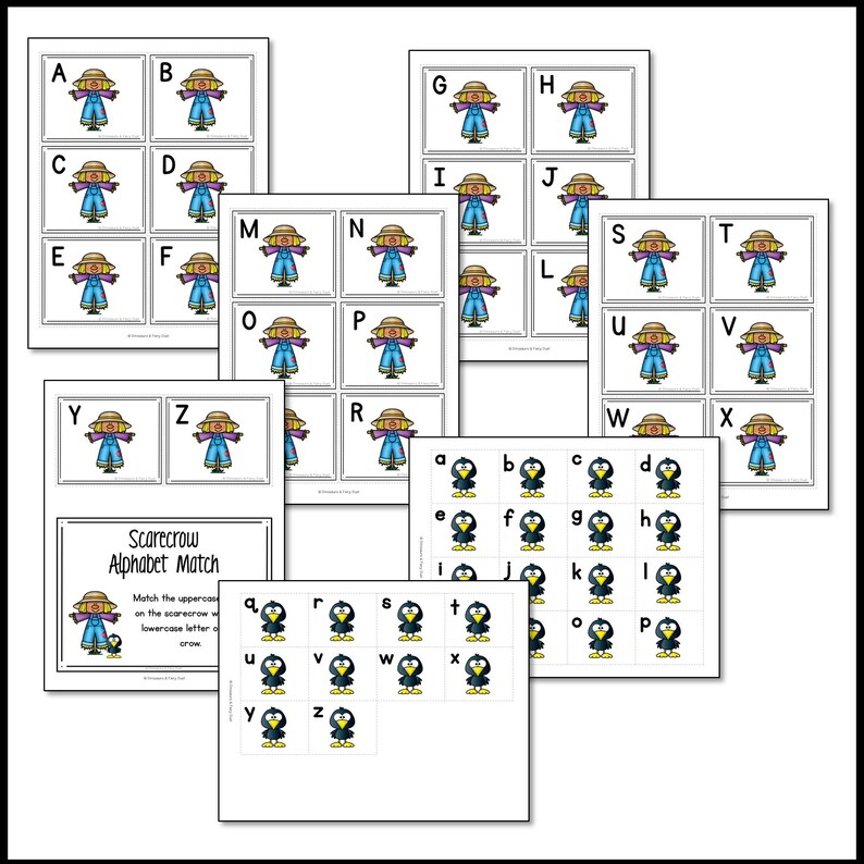 Scarecrow Alphabet Match Activity Cards - Etsy