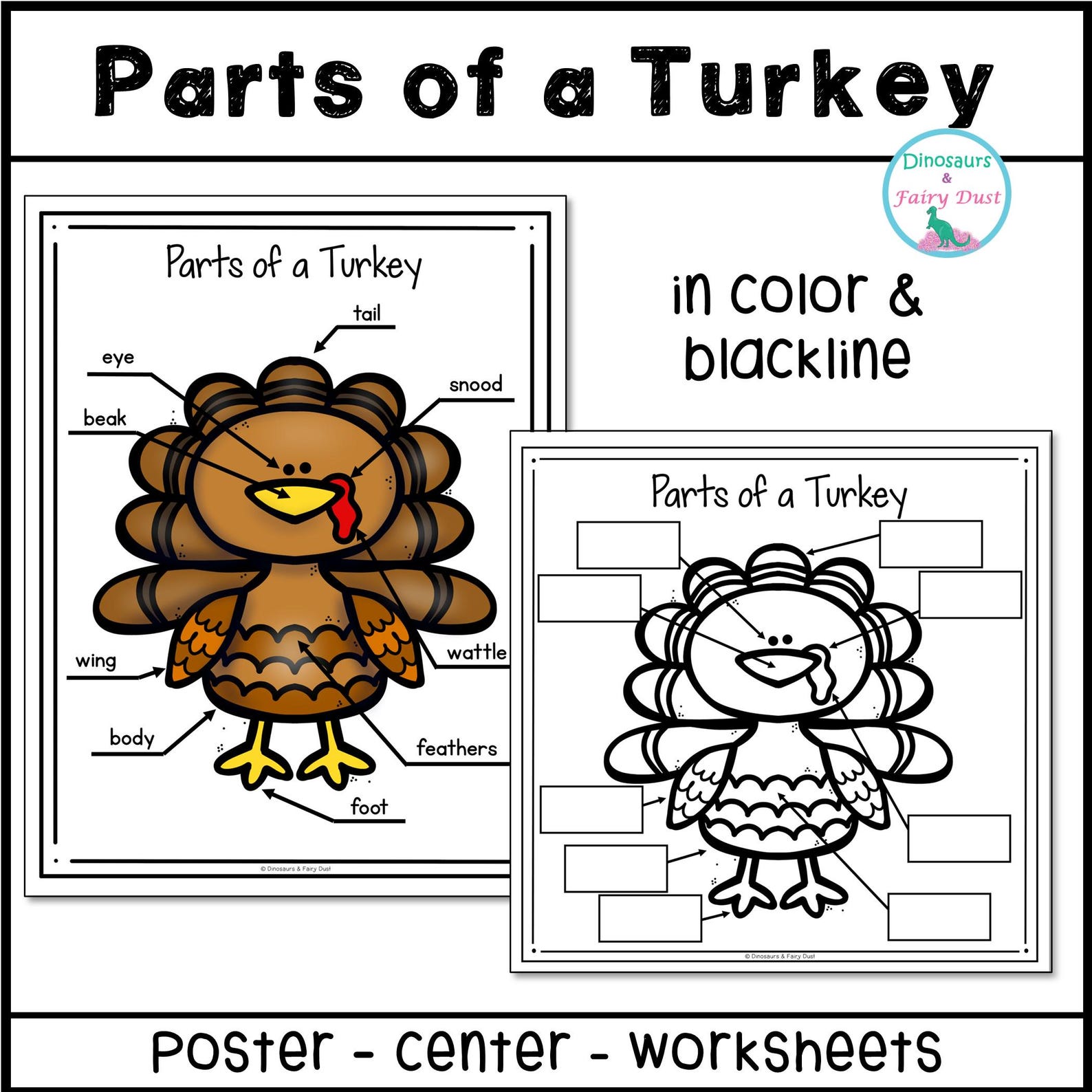 Parts of a Turkey Labeling Activity - Etsy