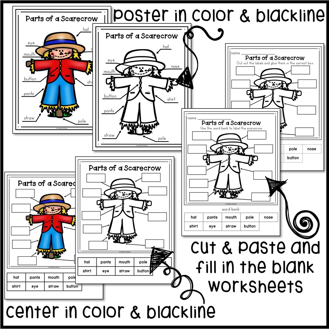Parts of Scarecrow Labeling Activity - Etsy