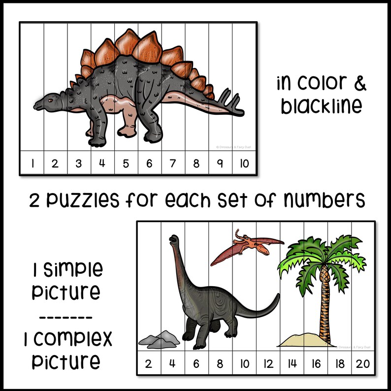Dinosaurs Skip Counting Picture Puzzles - Etsy