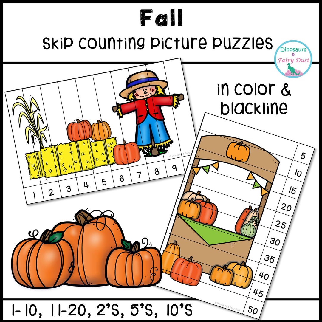 Fall Skip Counting Picture Puzzles - Etsy