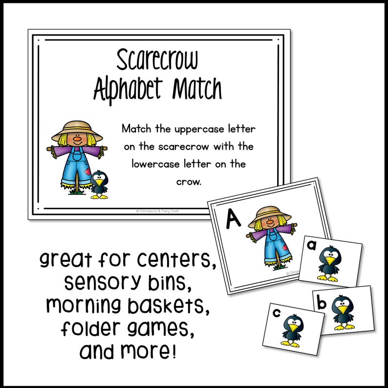Scarecrow Alphabet Match Activity Cards - Etsy