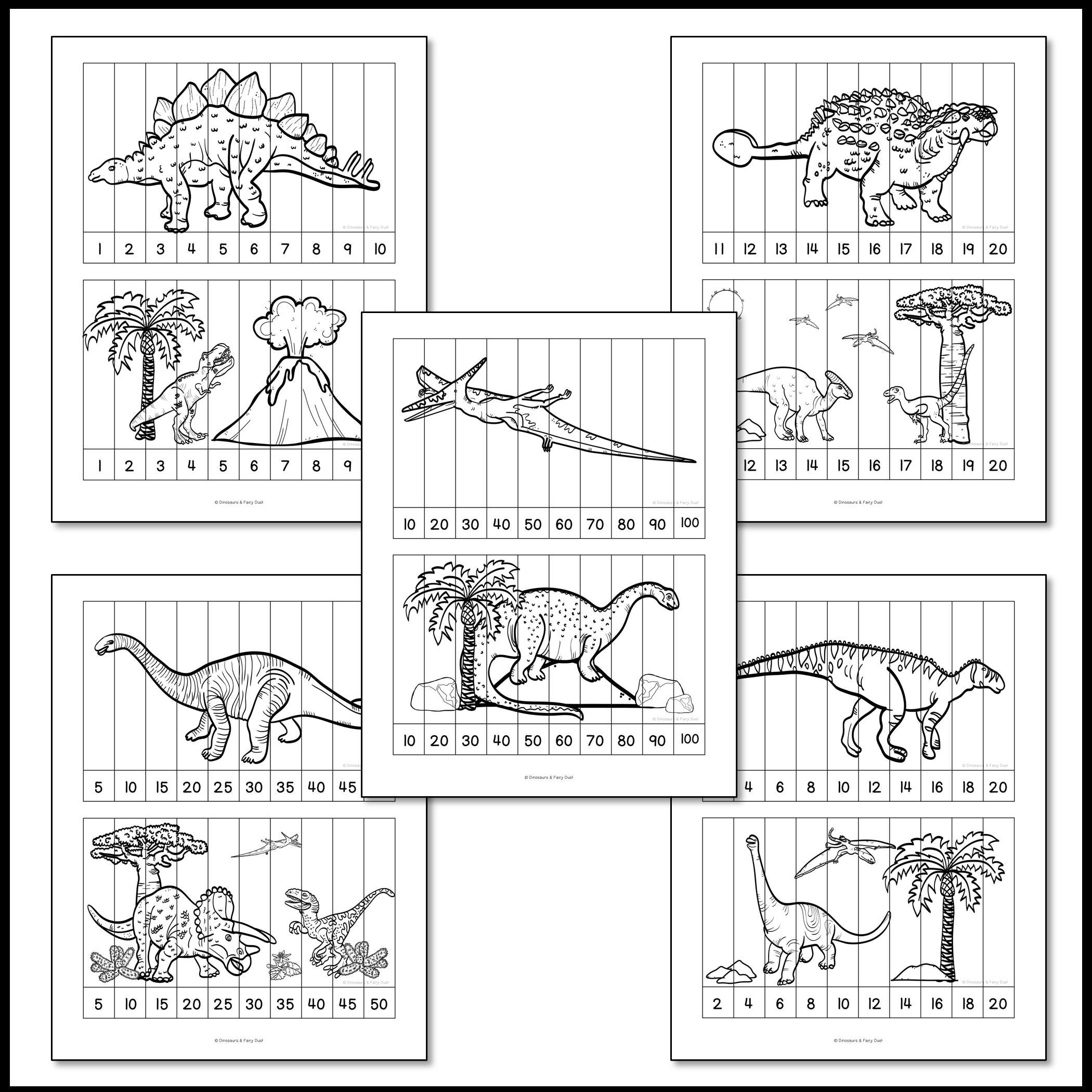 Dinosaurs Skip Counting Picture Puzzles - Etsy