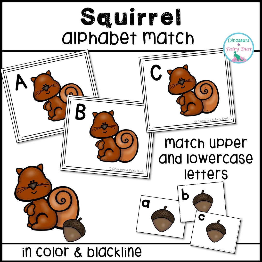 Squirrel Alphabet Match Activity Cards - Etsy
