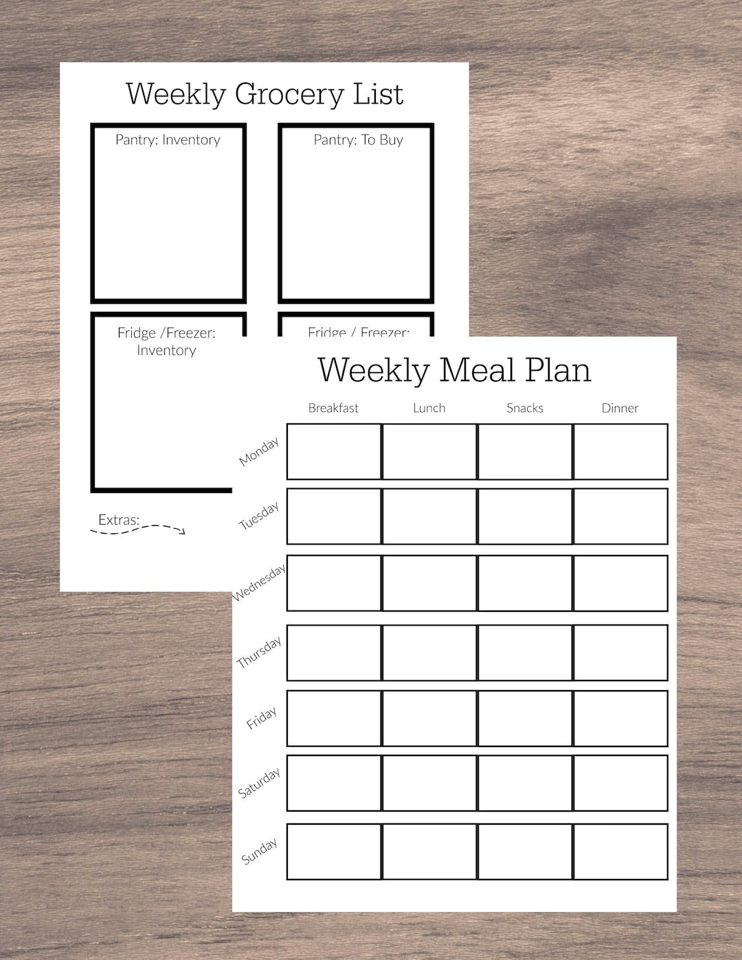 Weekly Meal Planner and Weekly Grocery List - Etsy