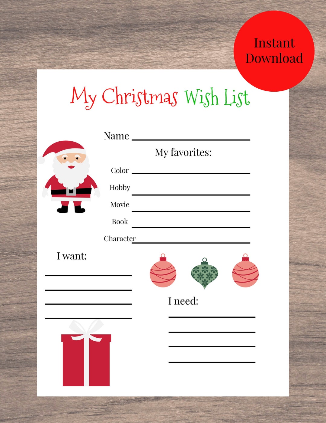 Children's Christmas Wish List - Etsy