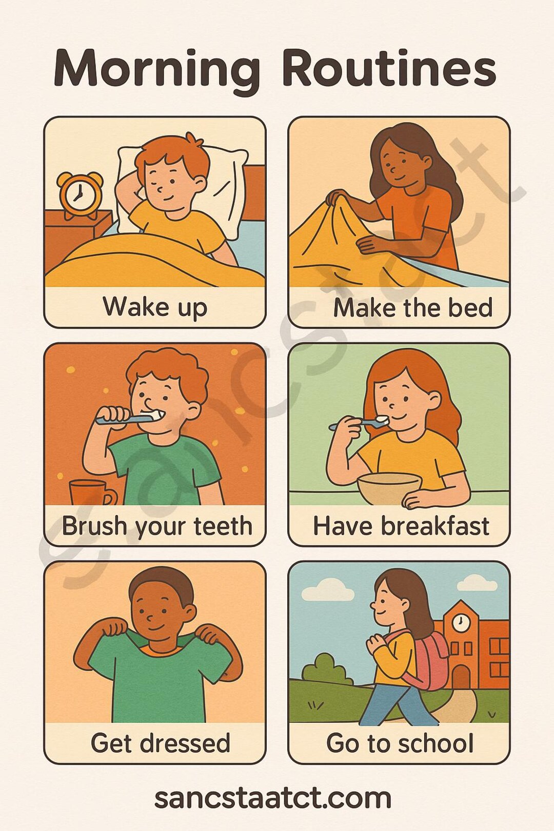 Morning Routine Flashcards for Kids | Visualschedule | Printable ...