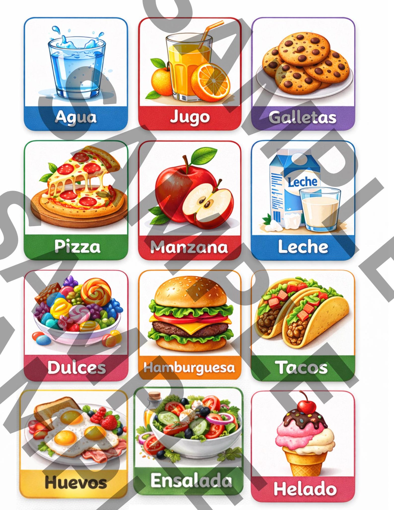 Food-themed Visual Communication Cards for Autism – 2x2 Inch Size in ...