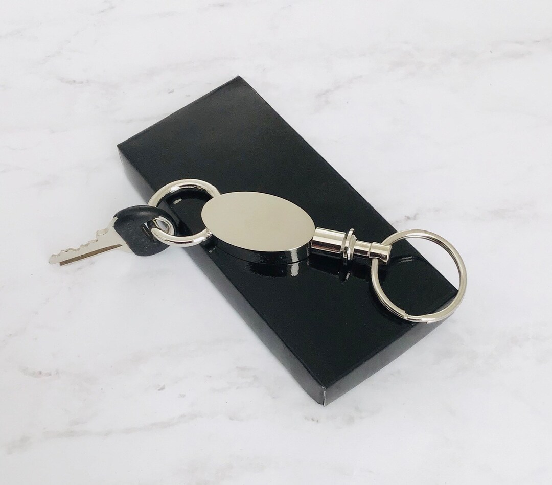 Valet Pull Apart Keychain Brass Stainless Steel Silver Tone in Box ...