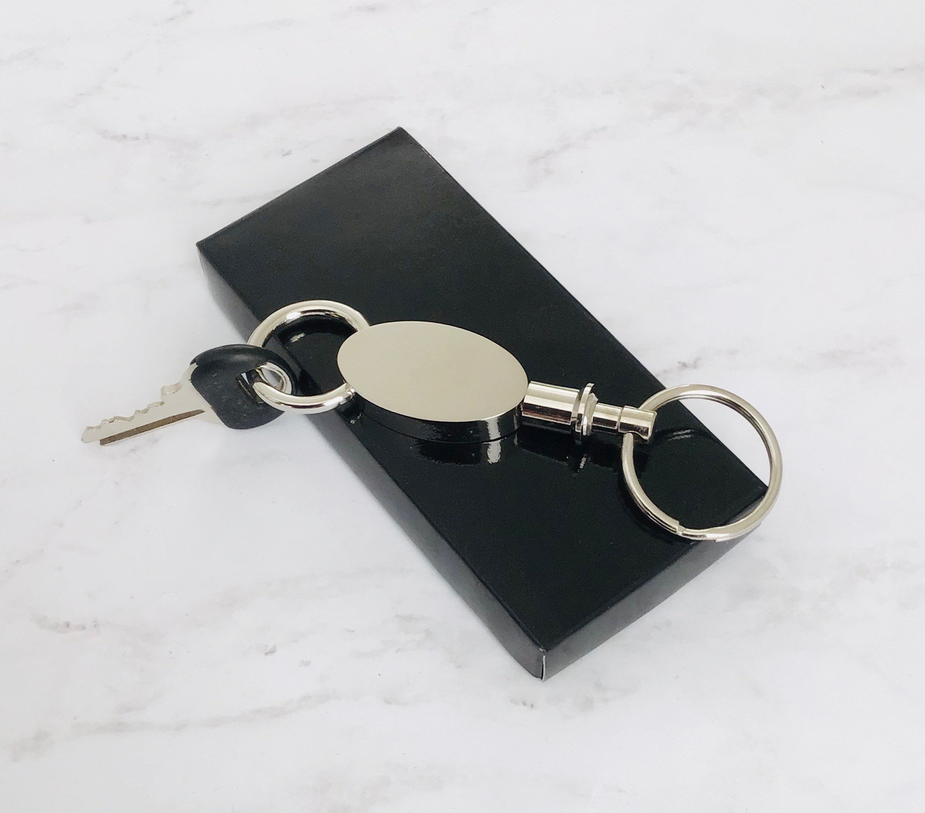 Valet Pull Apart Keychain Brass Stainless Steel Silver Tone in Box ...