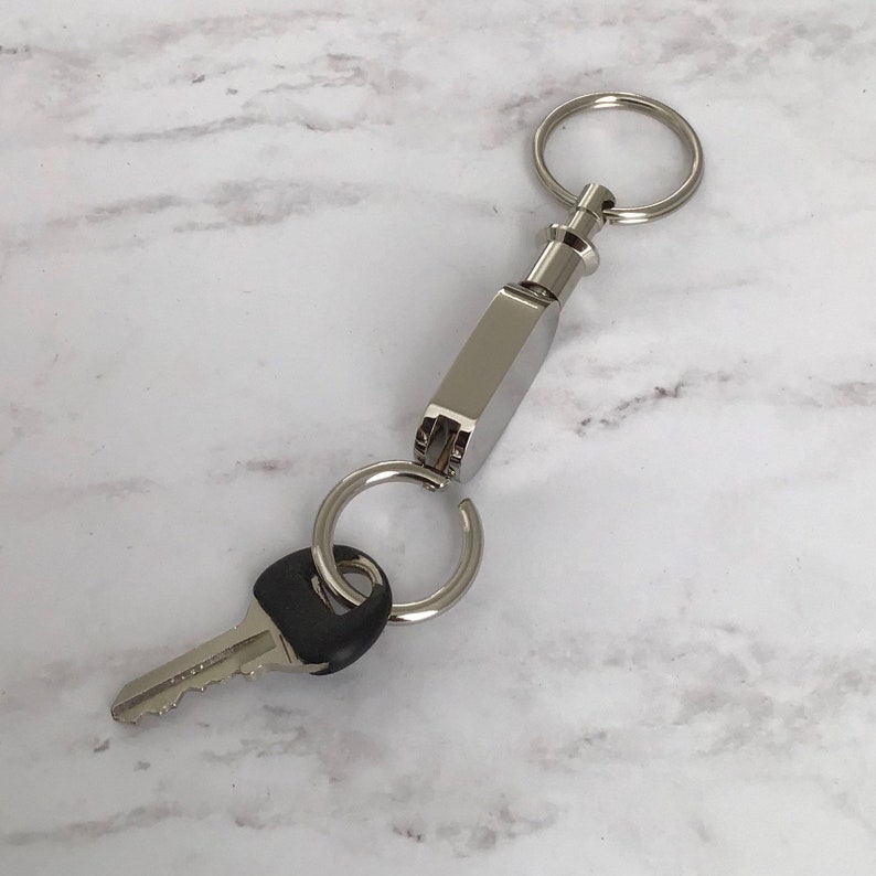 Valet Pull Apart Keychain Brass Stainless Steel Silver Tone in Box ...