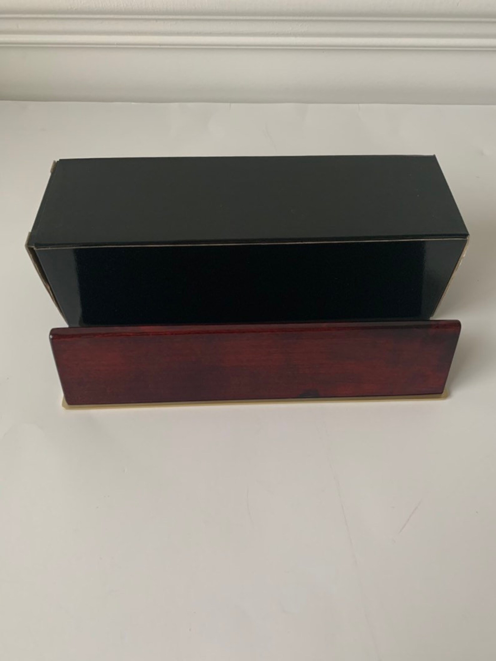 Desktop Name Plate Holder Mahogany Wood/ Brass Desktop - Etsy