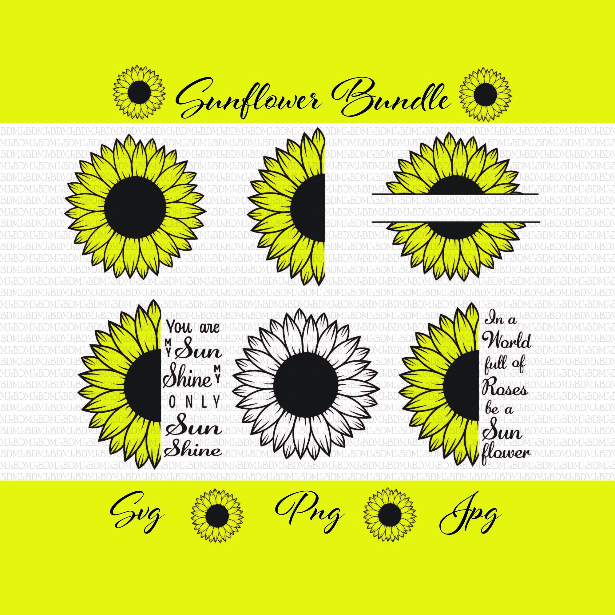 Sunflower Bundle Svg Sunflower Bundle Sunflower Svg Png Etsy