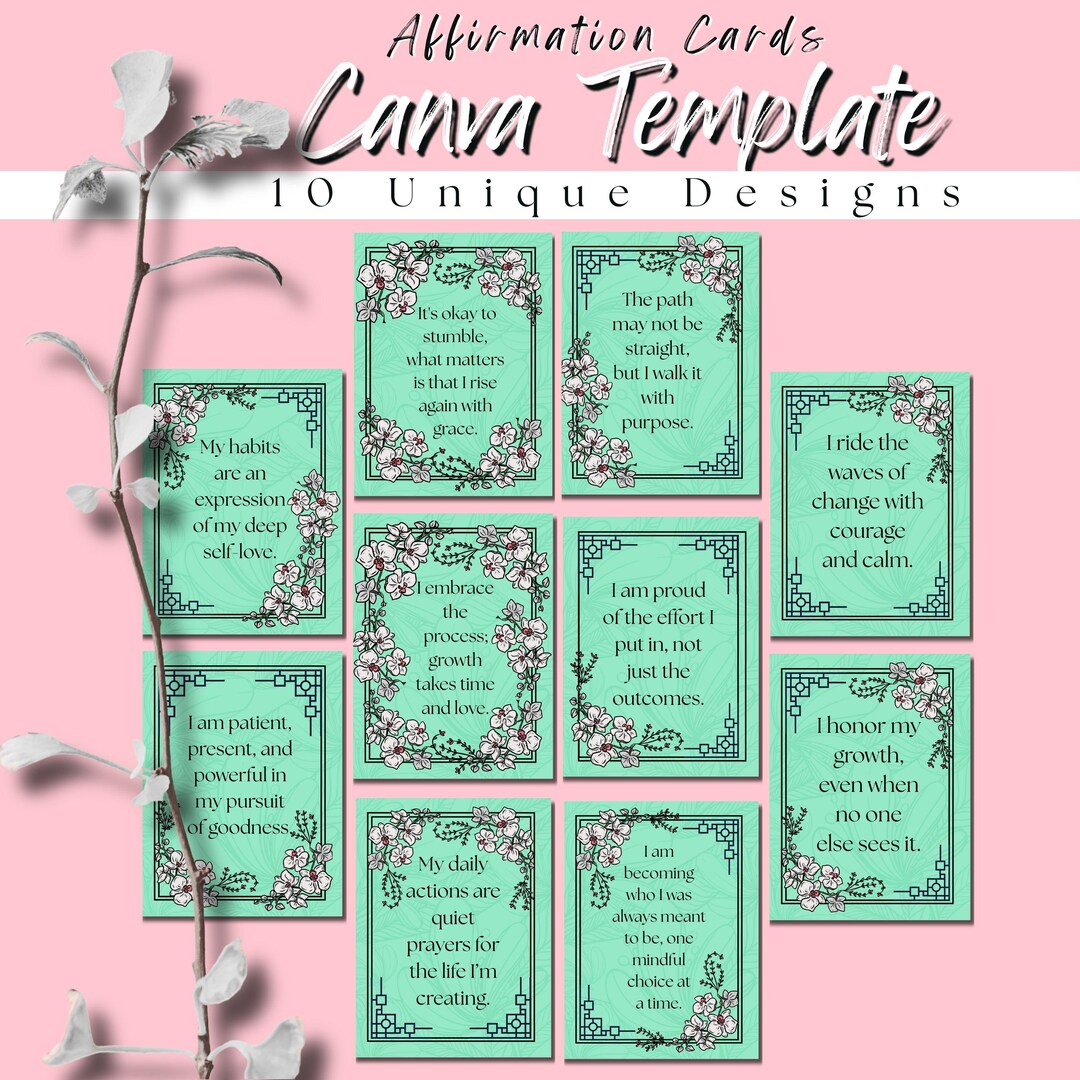 Daily Affirmation Digital, Editable Canva Template, Affirmation Cards ...