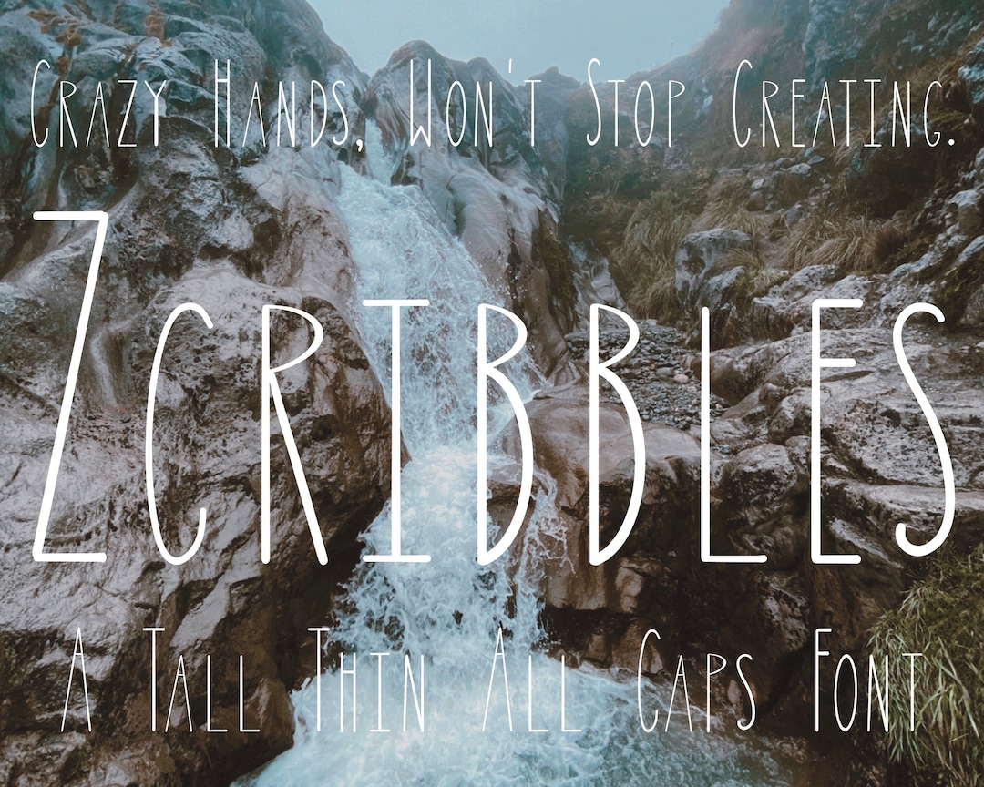 Zcribbles Font, Tall Thin Font, Tall Font, Skinny Font, Thin Font ...