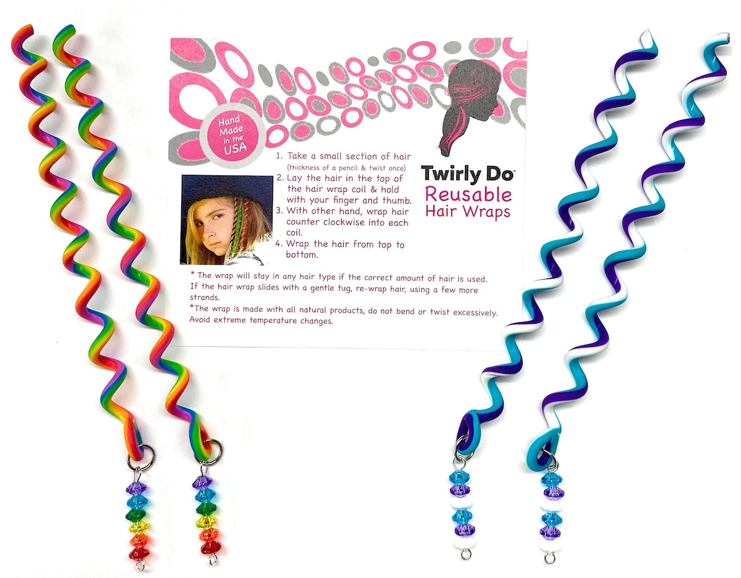 Collect 4 Mix Color 2-5” Rainbow & 2-5” WPP Twirly Do Hair Wraps Girl ...