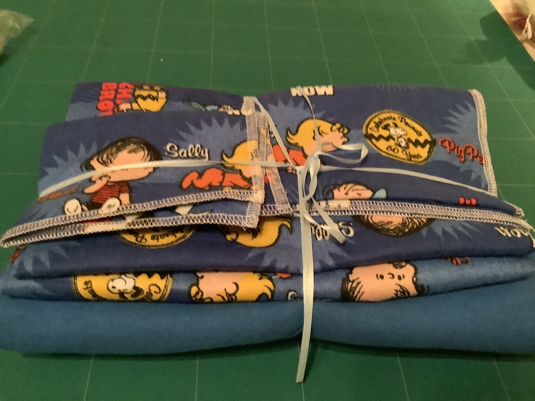 Receiving Blanket Set Charlie Brown Print 2 Blankets 1 Burp Rag 1 Wash ...