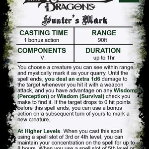 Dungeons and Dragons Ranger Spell Deck - Etsy