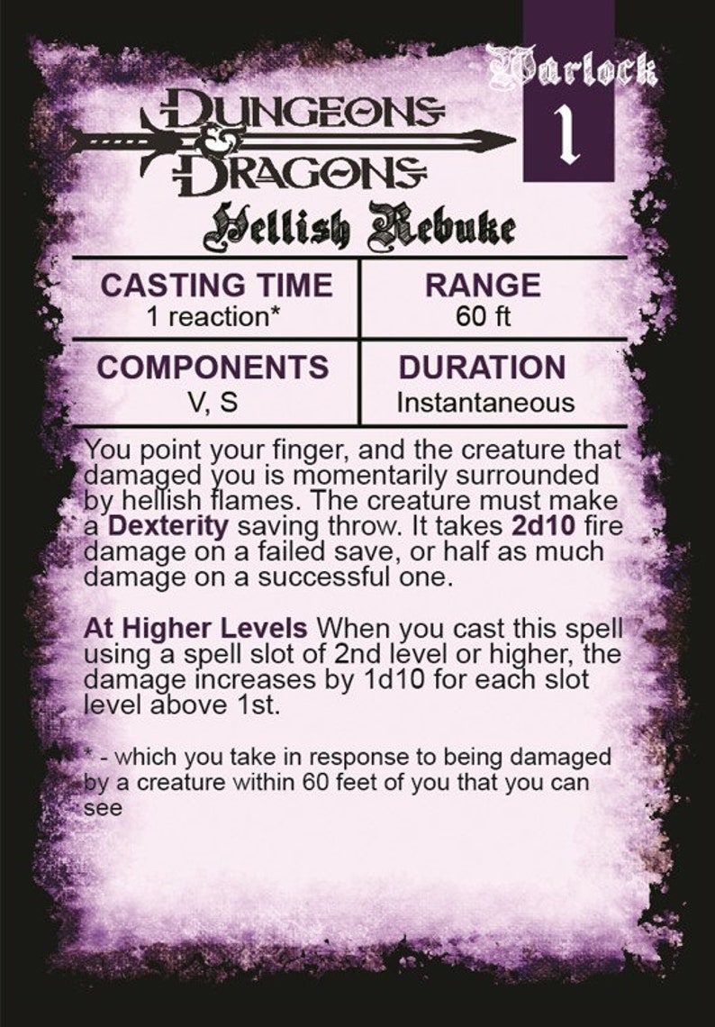 Dungeons and Dragons Warlock Spell Deck - Etsy